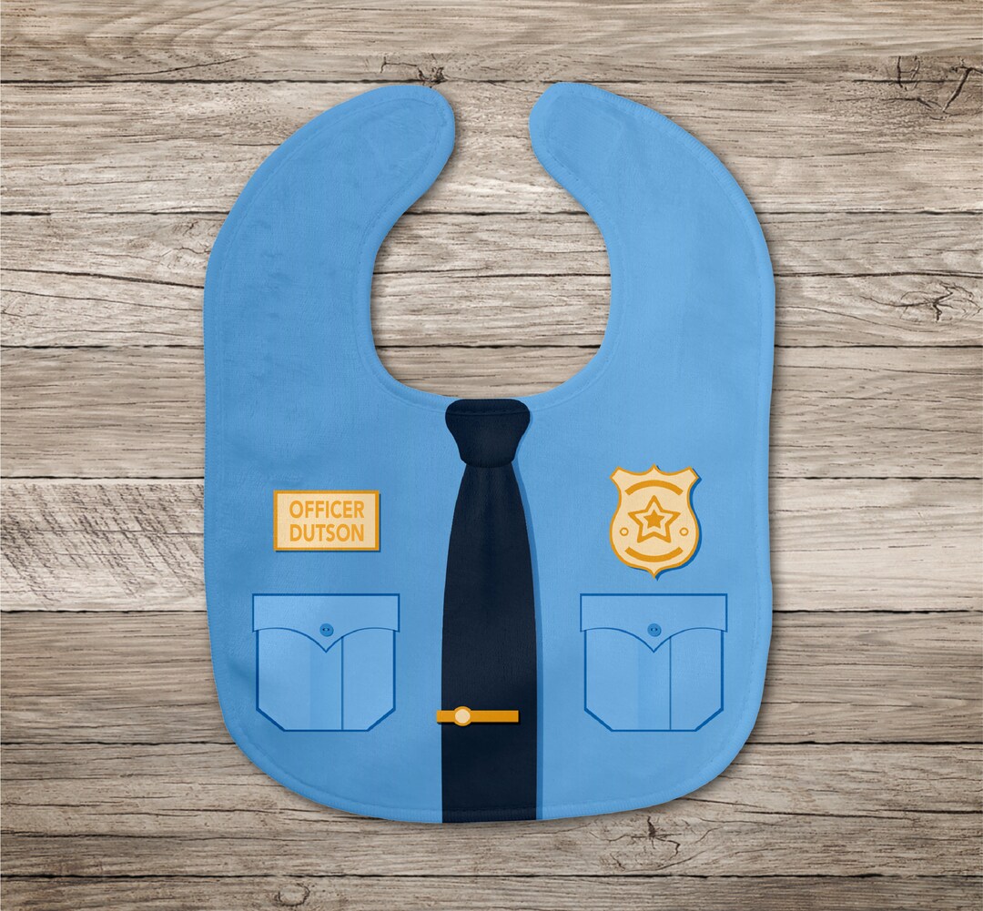 Police Shirt Baby Bib - Police Baby Announcement - Cop Name Bib ...