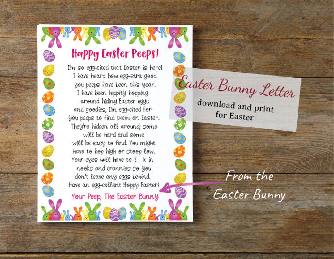 Easter Bunny Letter | Printable Instant Download | Easter Letter ...