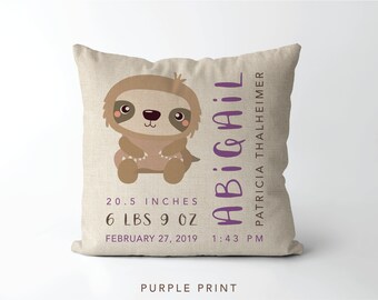 Sloth Stuffed Animal Birth Announcement Baby Gift | Etsy