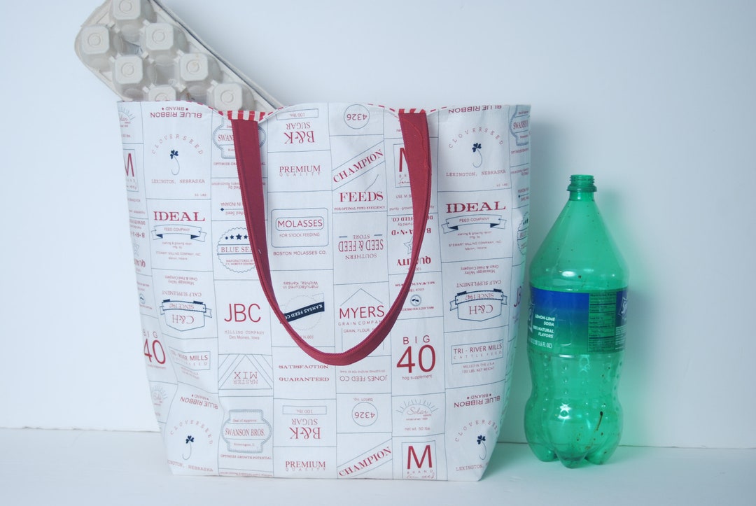 Feed Bag Labels Fabric Shopping Bag-reusable Bag-handmade Fabric Bag ...