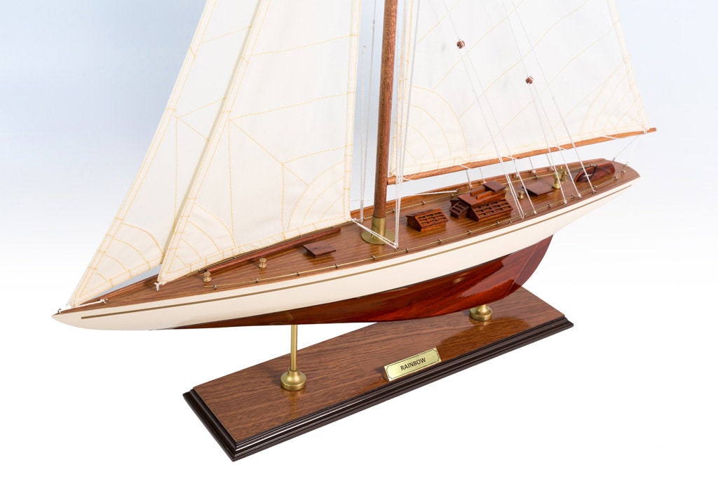 Rainbow Wooden Model Sailing Yacht 60cm (23.6”) - Handmade Sailboat ...