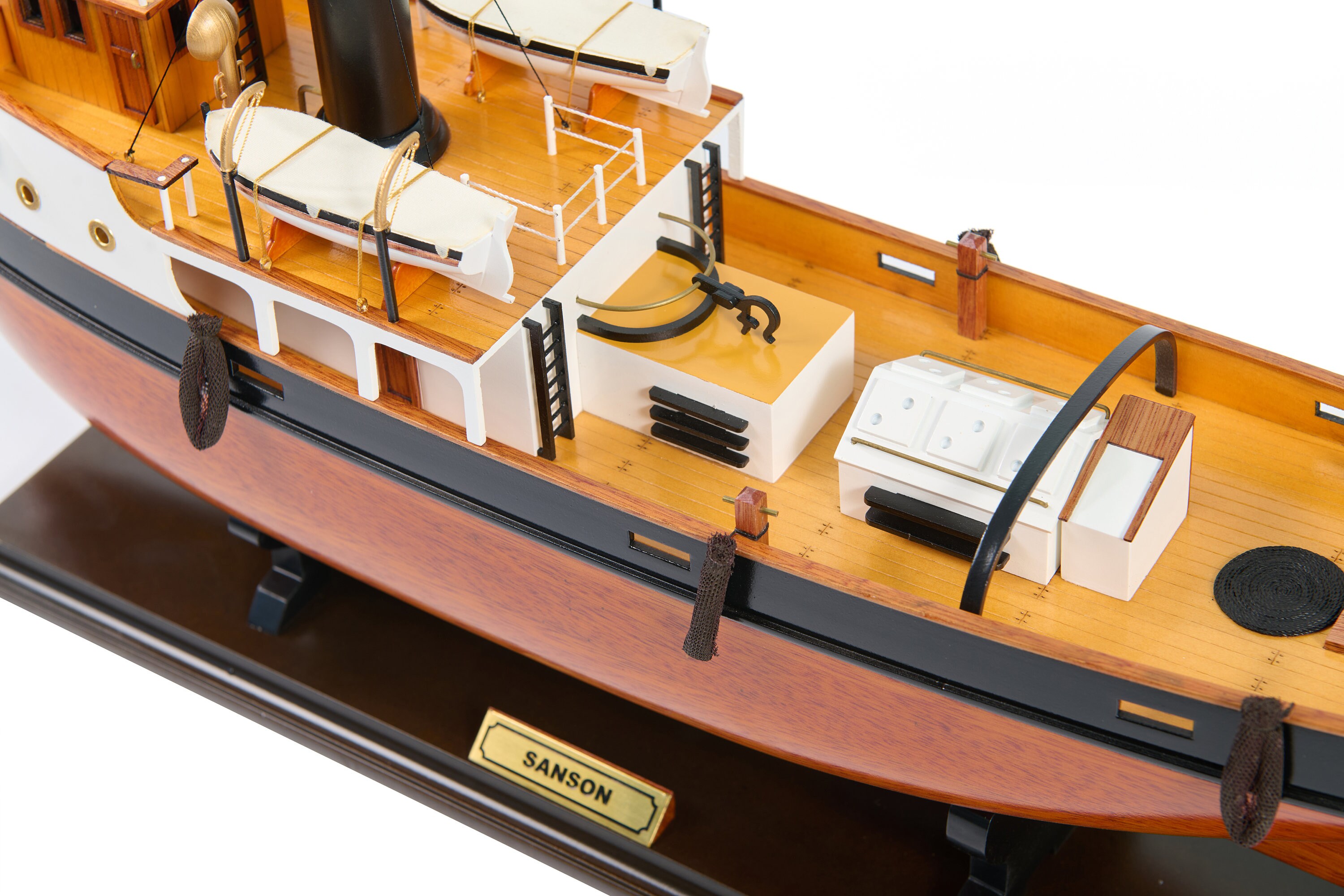 Sanson Tugboat Model 23.6" (60cm) - Handcrafted Wooden Boat Model, Home ...