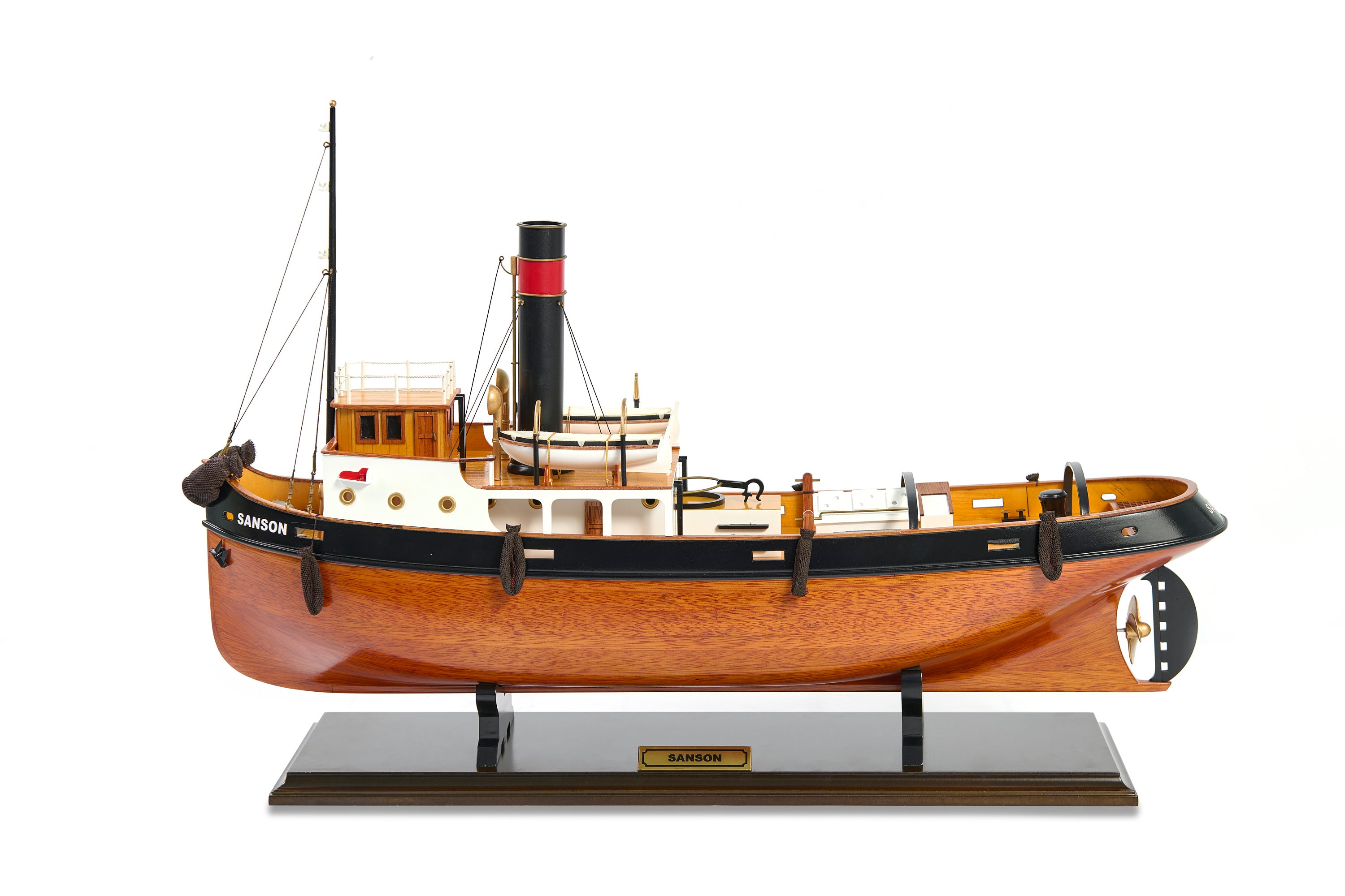 Sanson Tugboat Model 23.6" (60cm) - Handcrafted Wooden Boat Model, Home ...