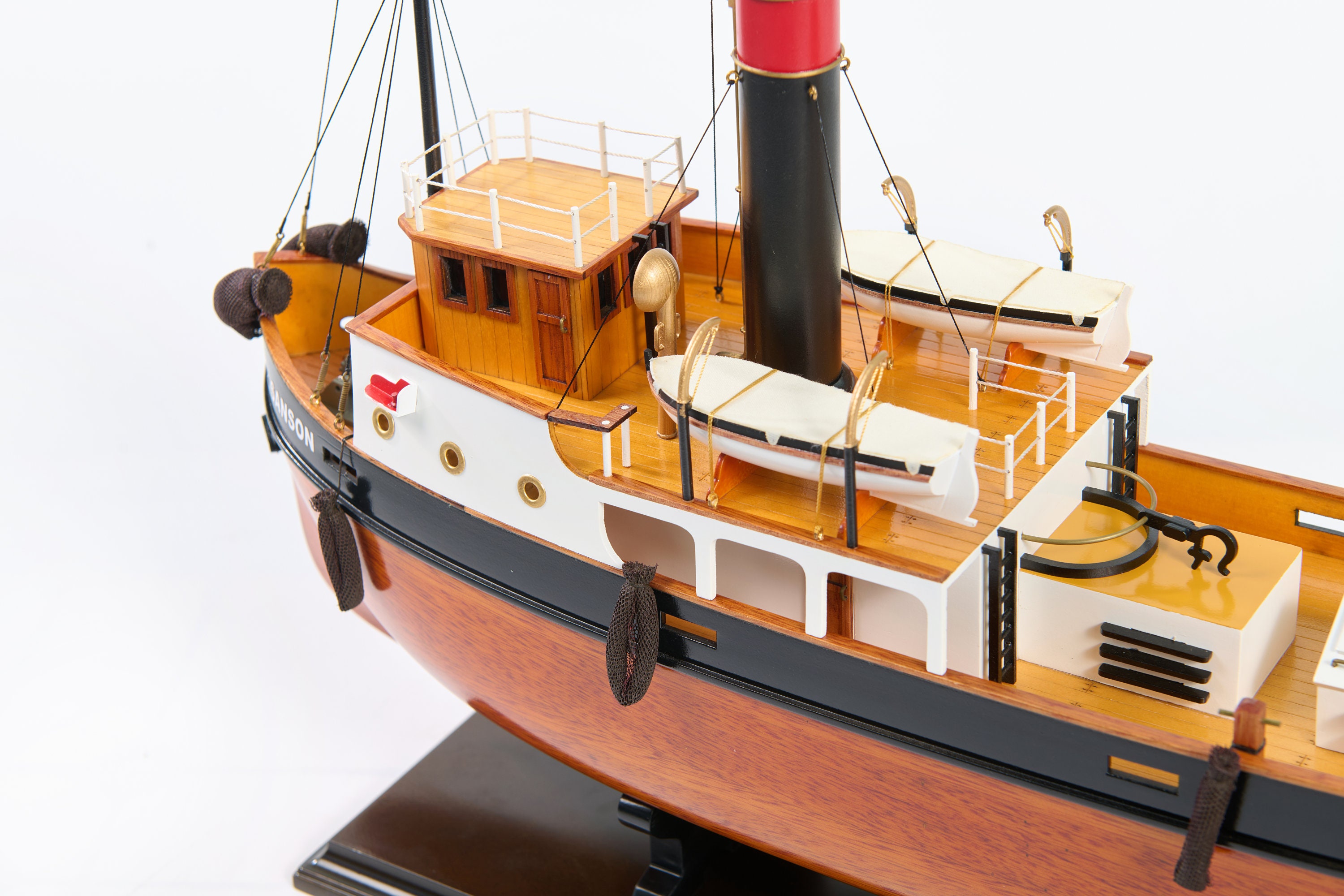 Sanson Tugboat Model 23.6" (60cm) - Handcrafted Wooden Boat Model, Home ...