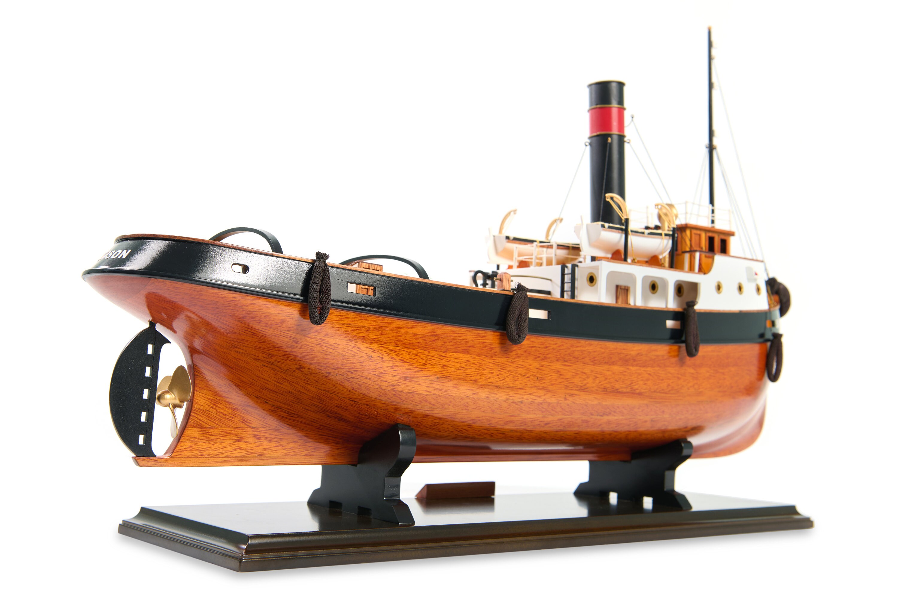 Sanson Tugboat Model 23.6" (60cm) - Handcrafted Wooden Boat Model, Home ...