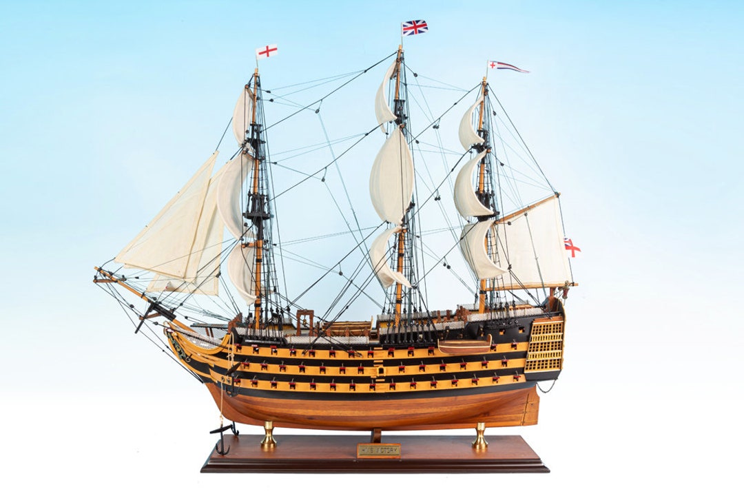 HMS Victory 1765 PAINTED Model Tall Ship Boat Replica 75cm - Royal Navy ...