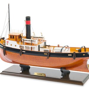 Sanson Tugboat Model 23.6" (60cm) - Handcrafted Wooden Boat Model, Home ...