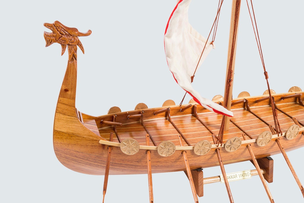 Drakkar Viking Handcrafted Wooden Model Boat Ship 60cm - Great House ...