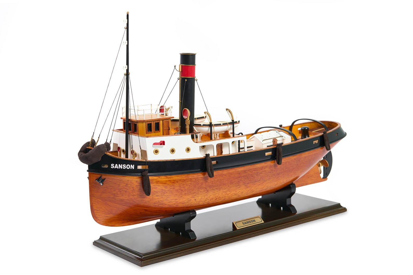 Sanson Tugboat Model 23.6" (60cm) - Handcrafted Wooden Boat Model, Home ...