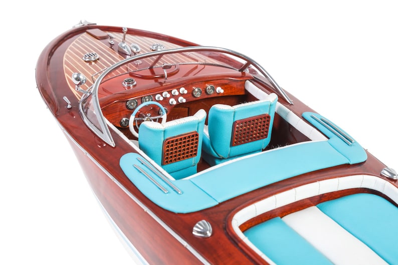 Riva Aquarama (blue/white) Model Boat 70cm (27.5") - Handcrafted Wooden ...