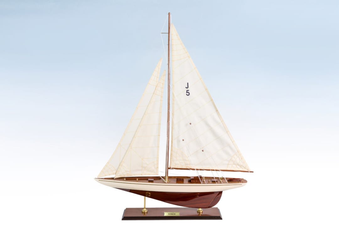Rainbow Wooden Model Sailing Yacht 60cm (23.6”) - Handmade Sailboat ...
