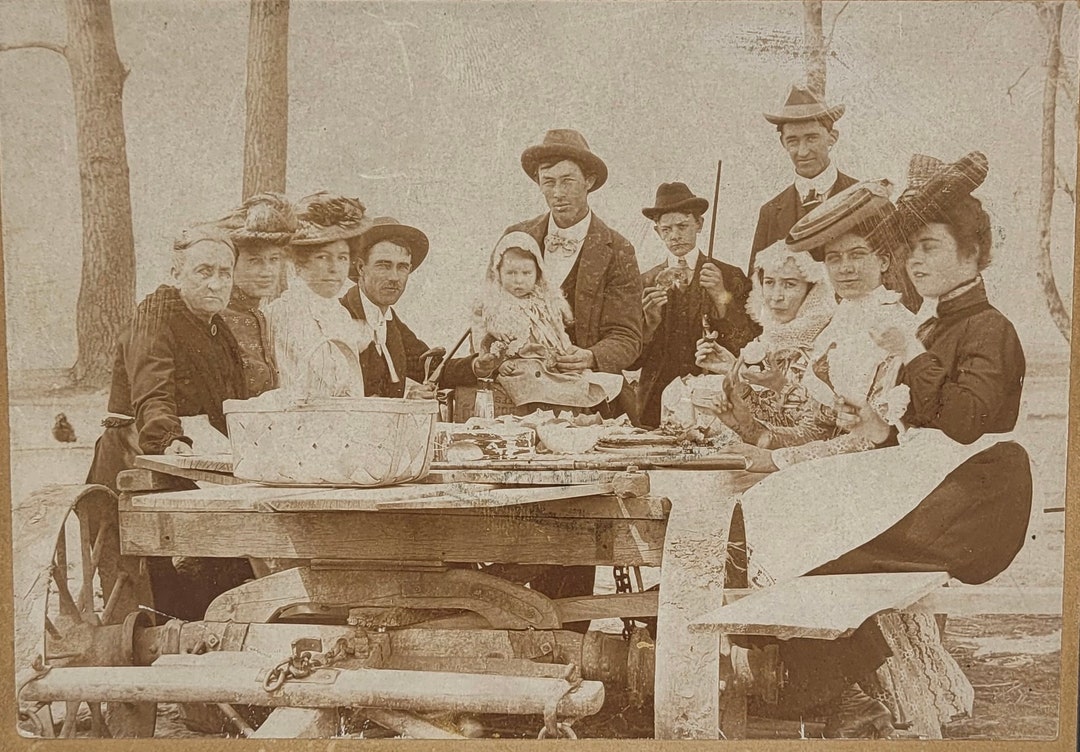 Edwardian Era Picnic~antique Photo~makeshift Picnic Table From Wagon - Etsy