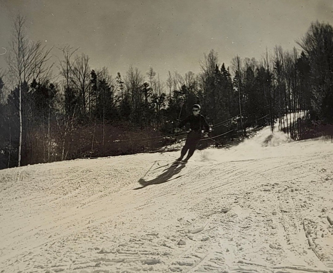 Snow Skiing~vintage Photo~skier & Their Shadow Coming Down the Slope - Etsy