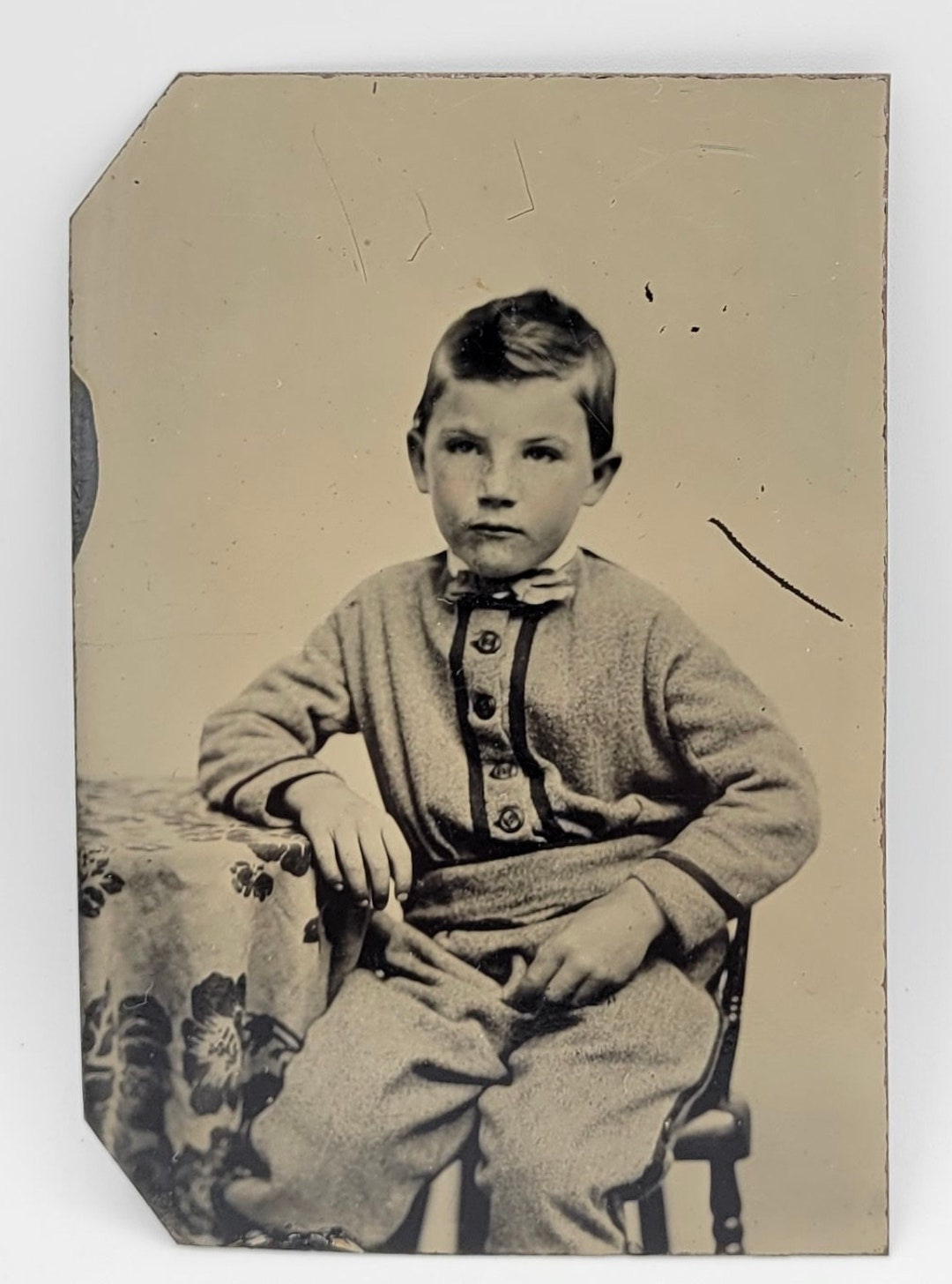 Tintype Photo Cute Little Boyarm on Table Pose - Etsy