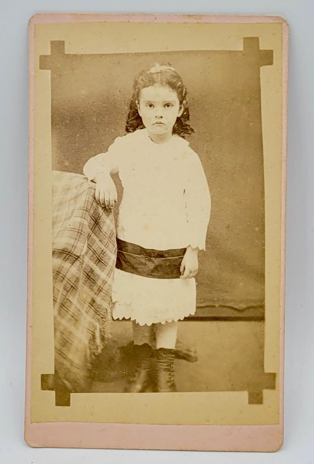 CDV Photo~cute Little Girl~rustic Border Design Masking - Etsy
