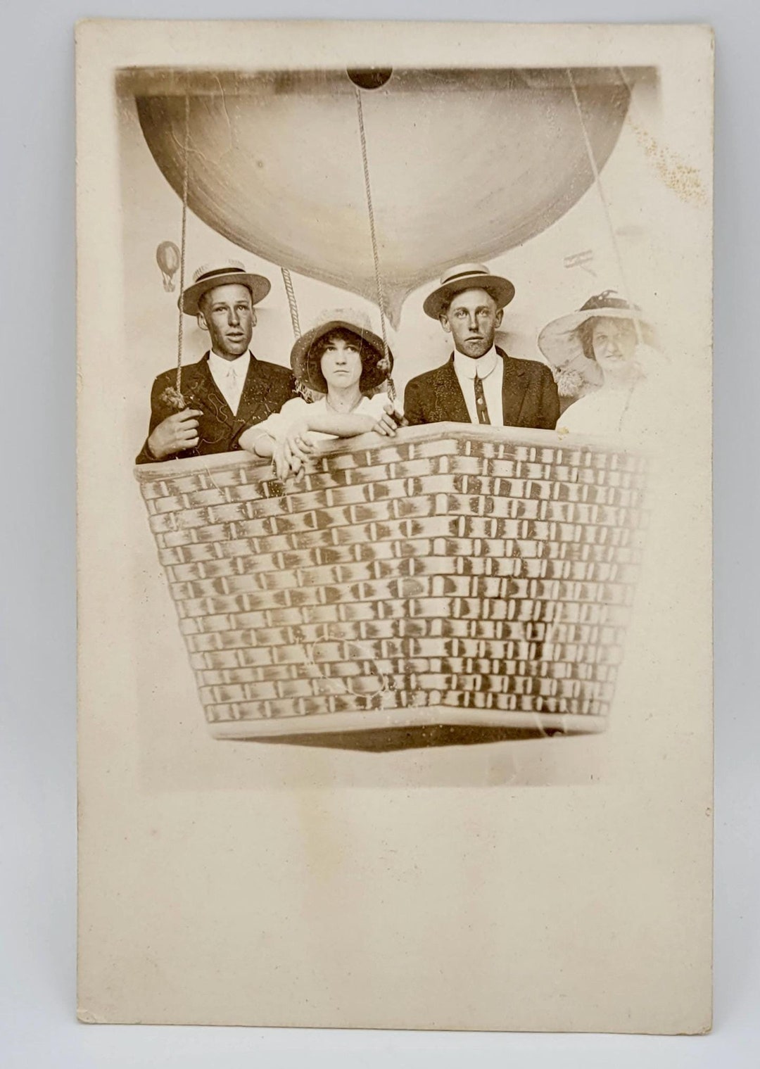 Hot Air Balloon Arcade Photo~rppc~two Couples in Balloon Basket - Etsy