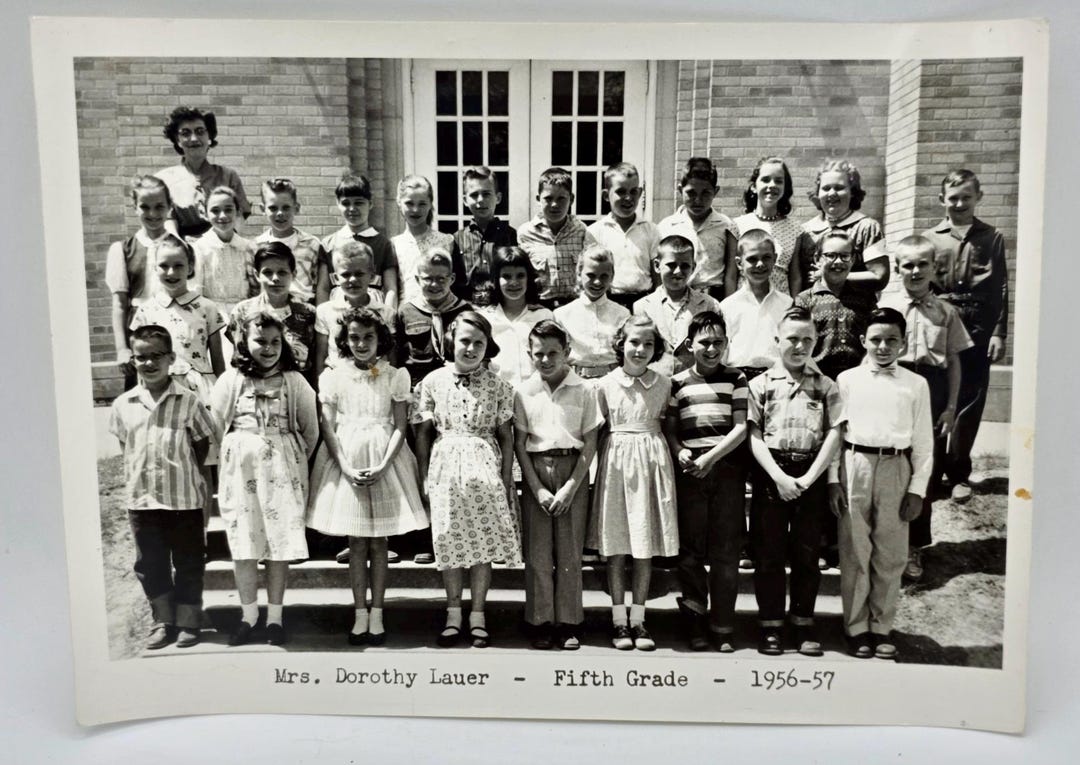 1956-57 Fifth Grade Class School Photo~kids & Teacher~7x5 - Etsy