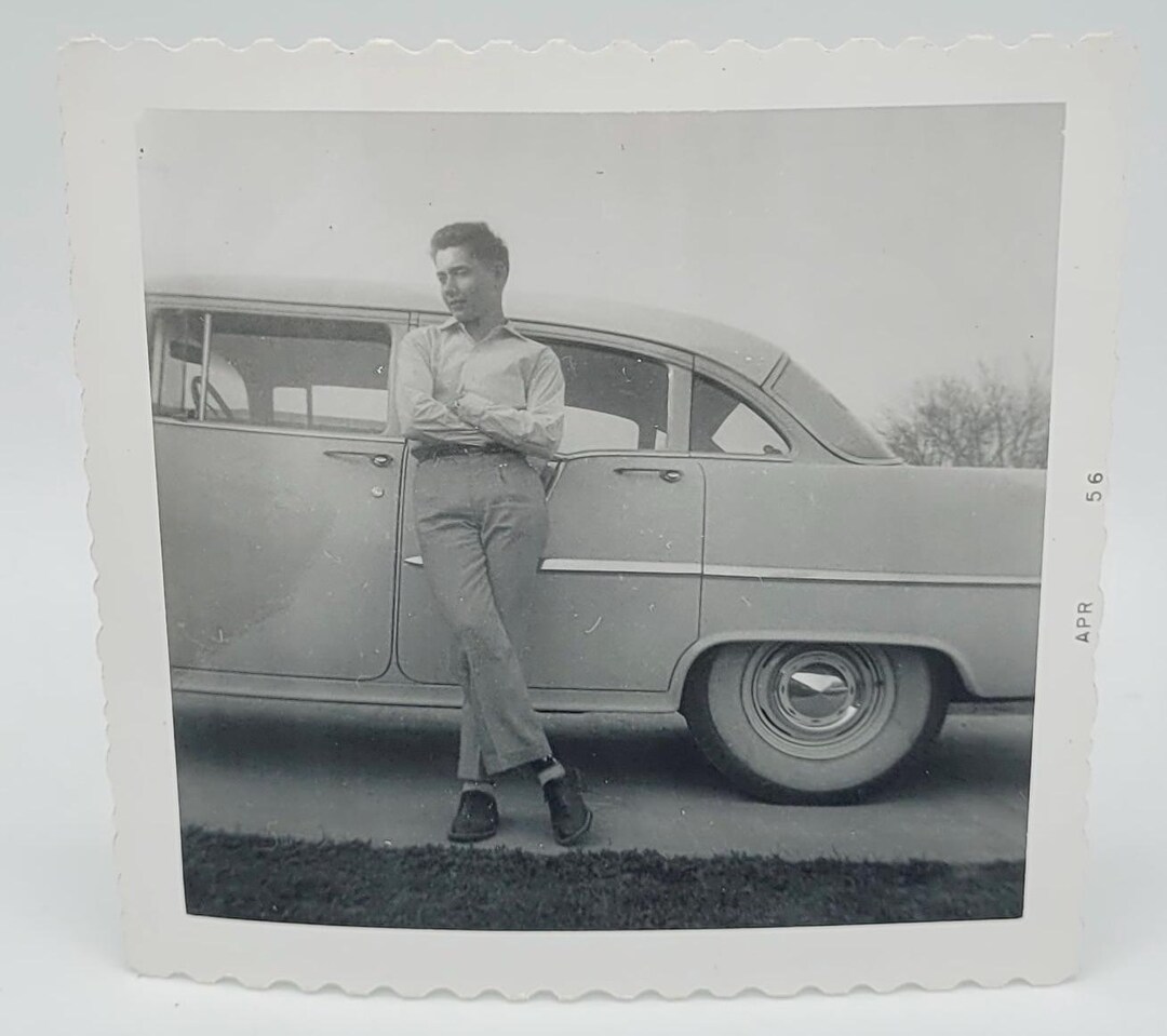 Aloof Pose~vintage Photo~young Guy Posed by Vintage Car~arms Crossed ...