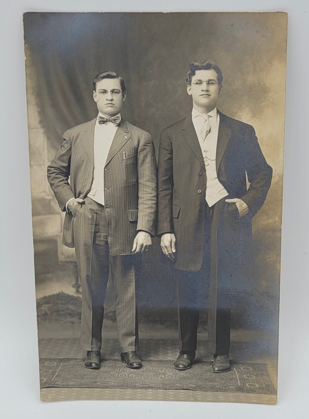 Matching Poses~rppc~two Young Men Wearing Glasses~hand in Pocket - Etsy