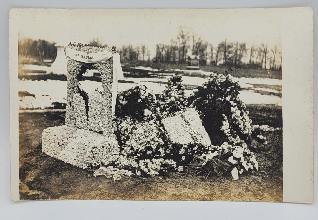 Decorated Grave in Cemetery~rppc~big Flower Memorials for Father, Our ...