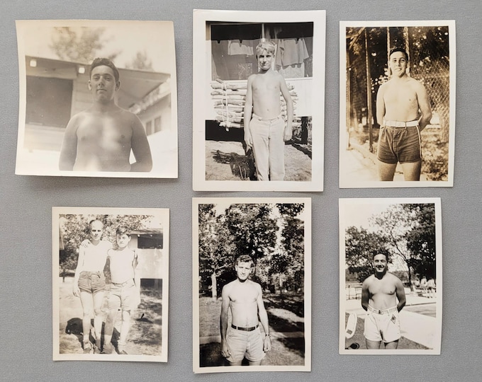 Shirtless Guys at Camp~six Vintage Photos~older Boys at Summer Camp - Etsy