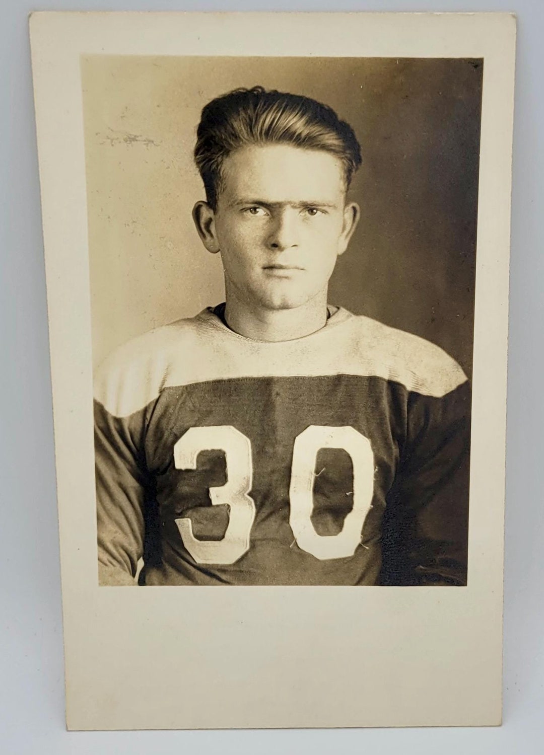 Handsome Guy in Football Uniform~rppc~number 30~unibrow & Chin Dimple ...