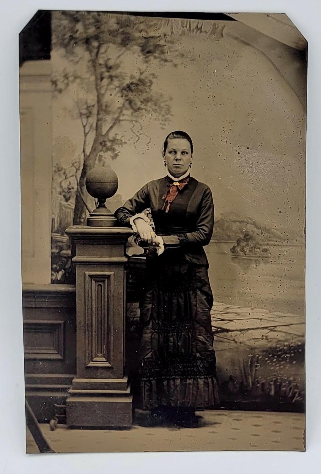 Hand Tinted Pink Bow~tintype Photo~victorian Woman~photo Props ...