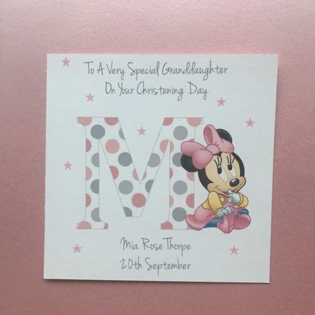 Minnie Mouse Christening Card A-Z Personalised Christening - Etsy UK