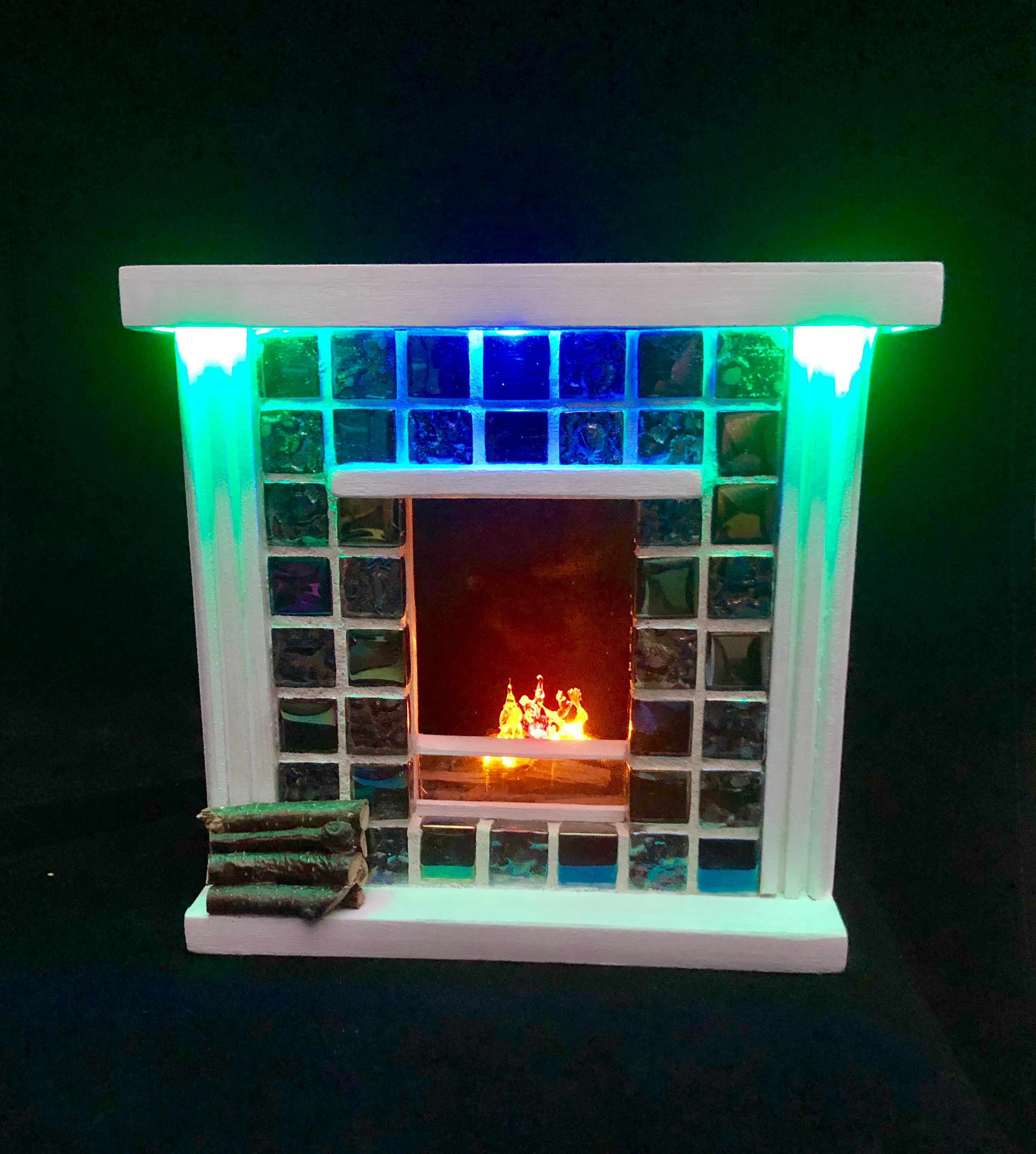 1:6 scale dollhouse fireplace, miniature fireplace, tiled fireplace ...