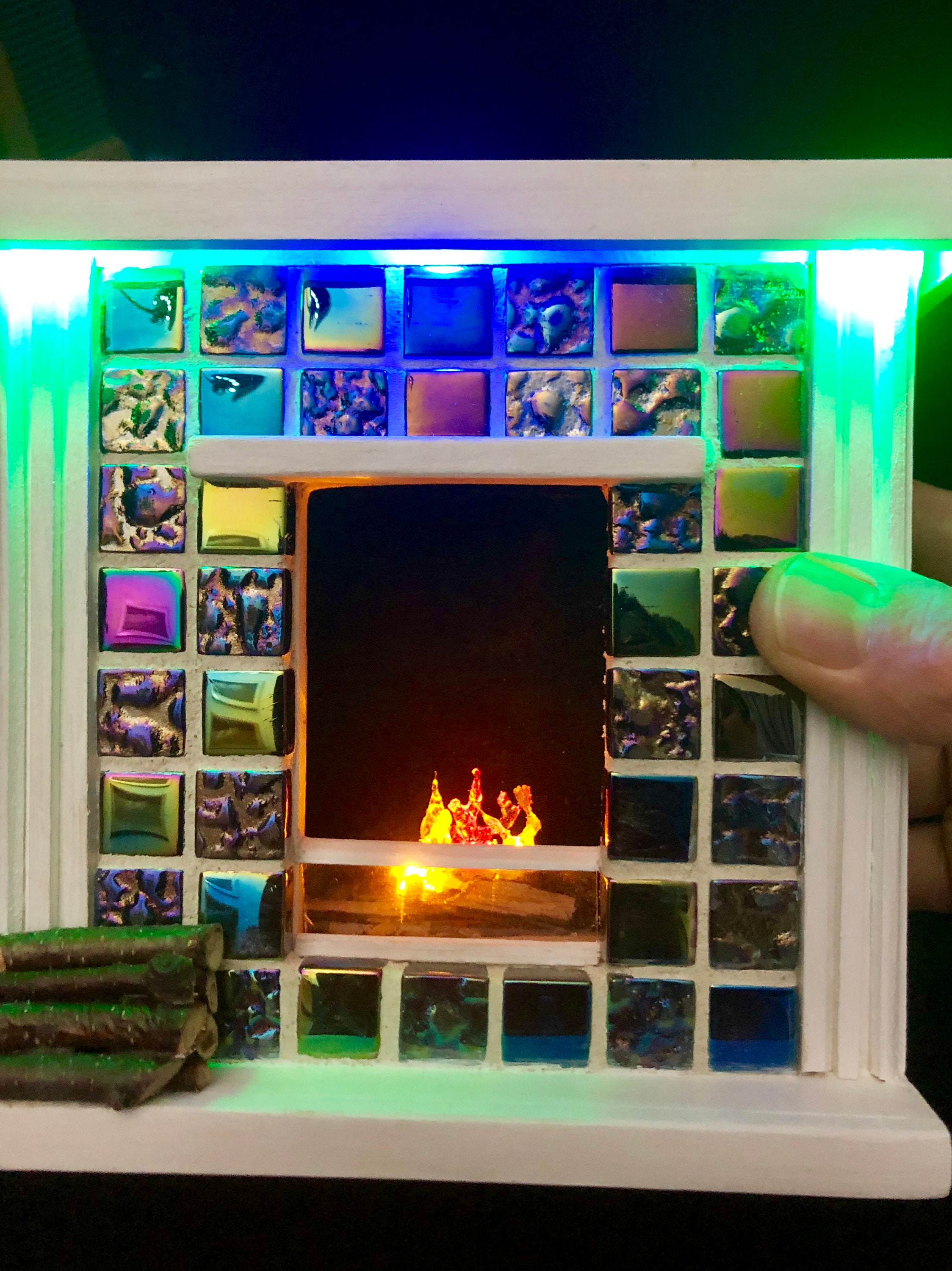 1:6 scale dollhouse fireplace, miniature fireplace, tiled fireplace ...