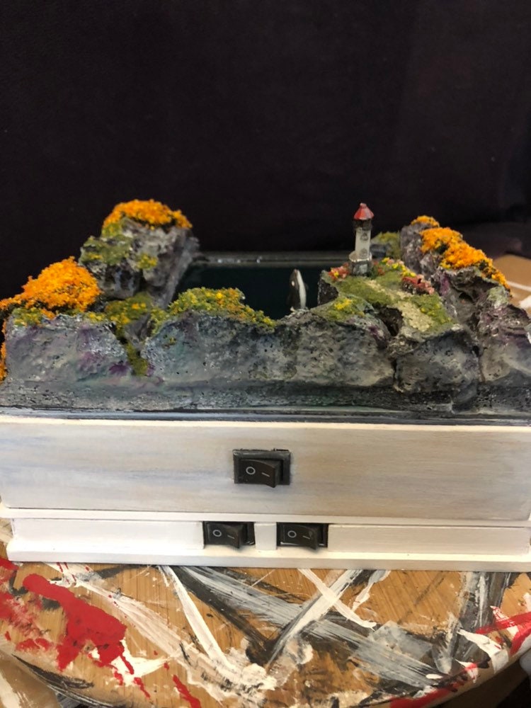 Miniature Sculpture with working lights, Diorama, Light house, Maine ...