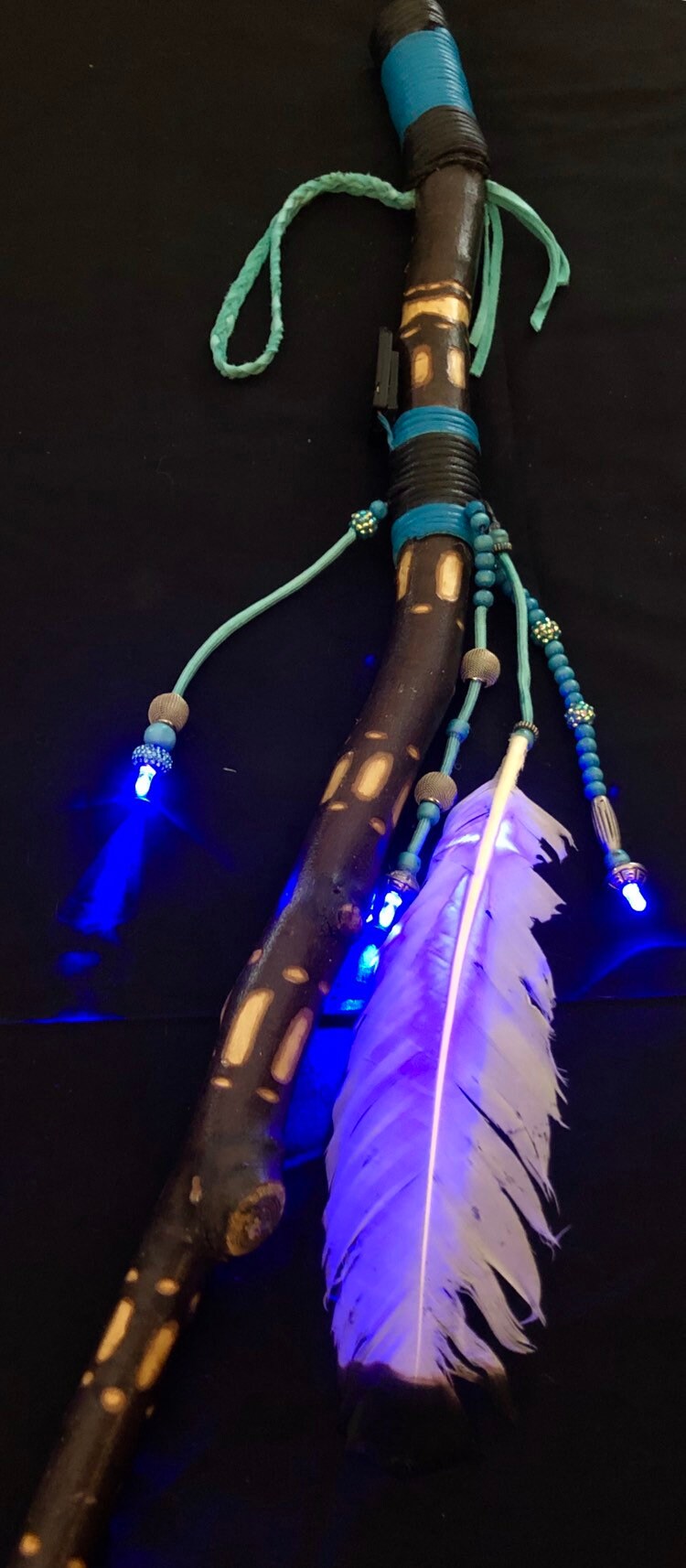 Walking stick with LED lighting, Native American decortive walking stick