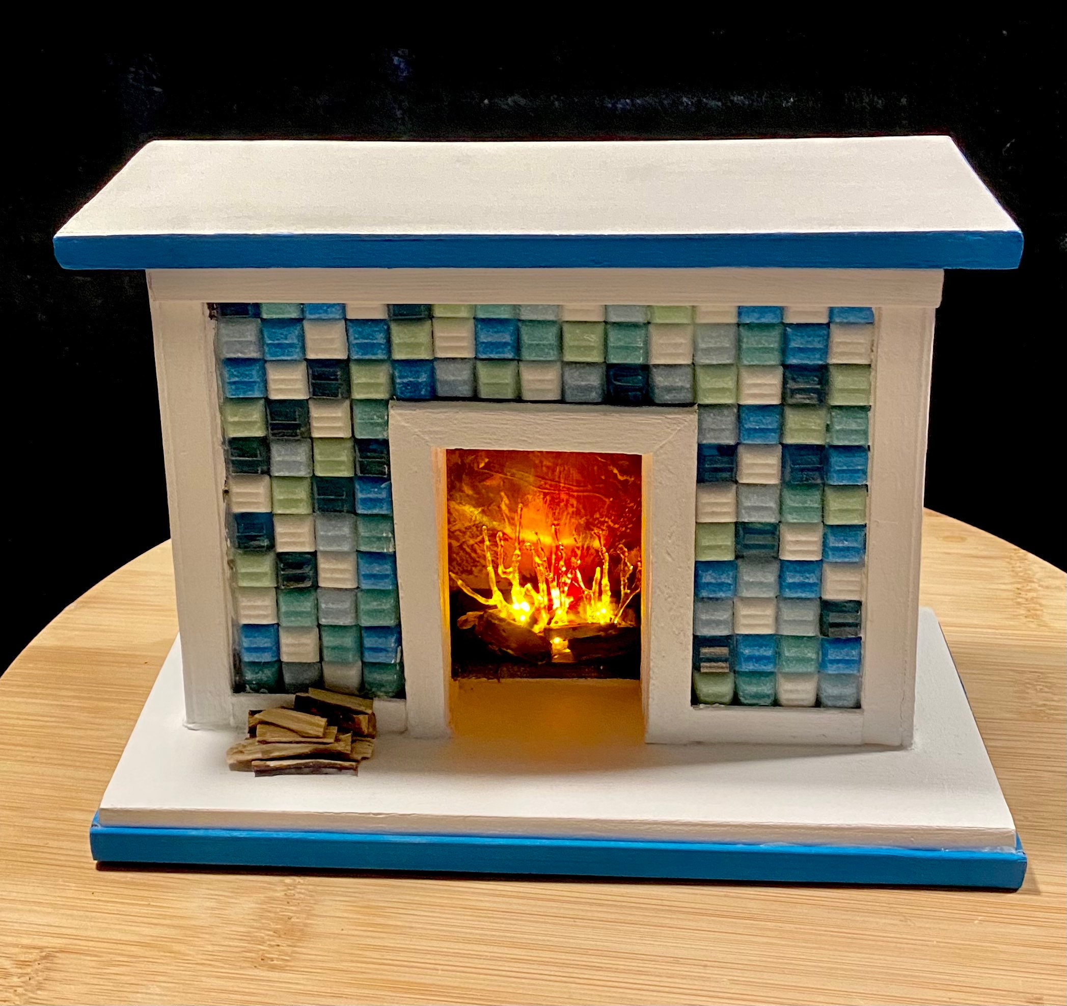 Over sized Dollhouse fireplace, miniature fireplace, tiled fireplace ...