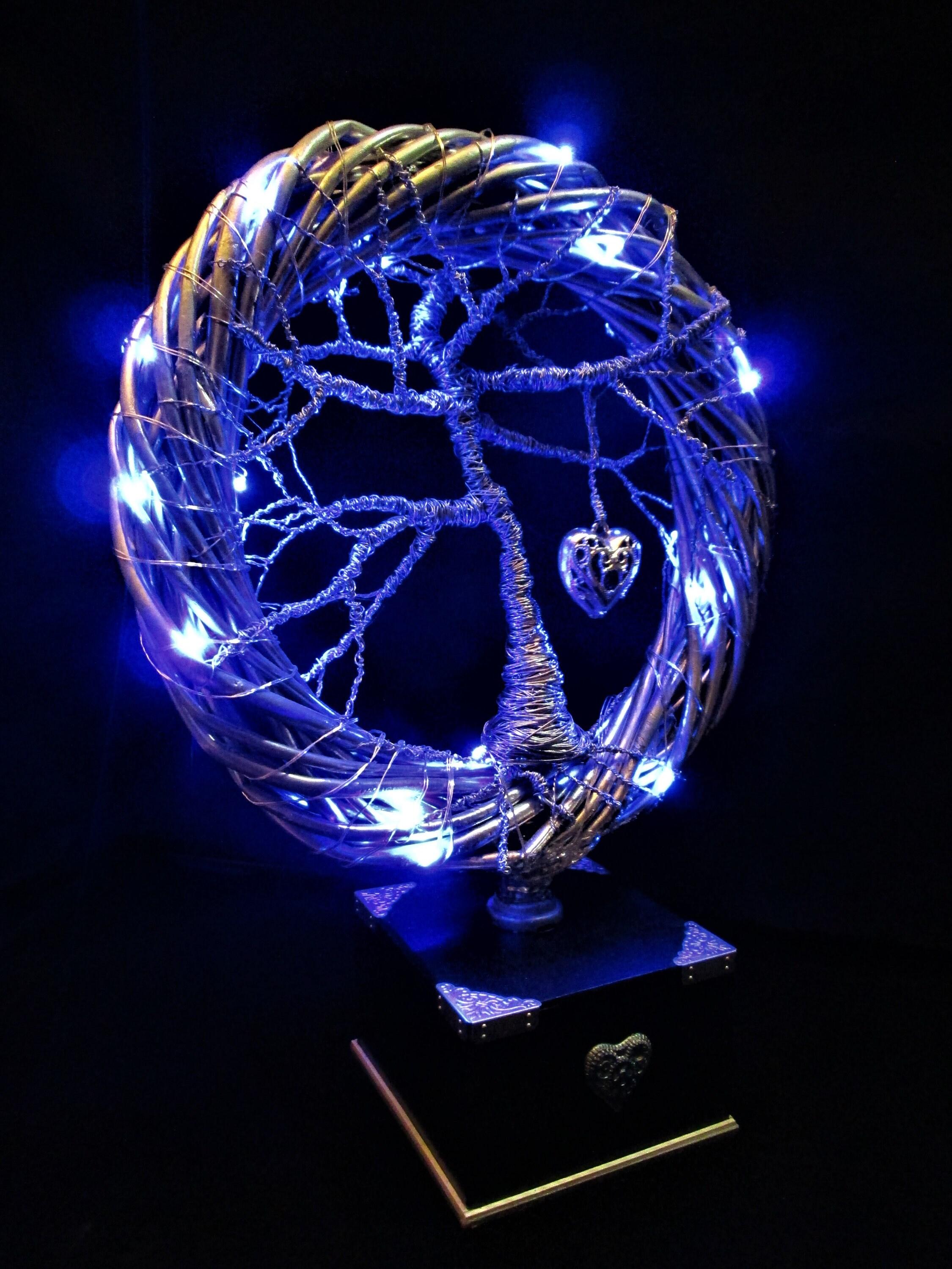 Wire tree and light sculpture