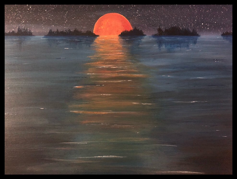 Scenic acrylic painting Sunset Print