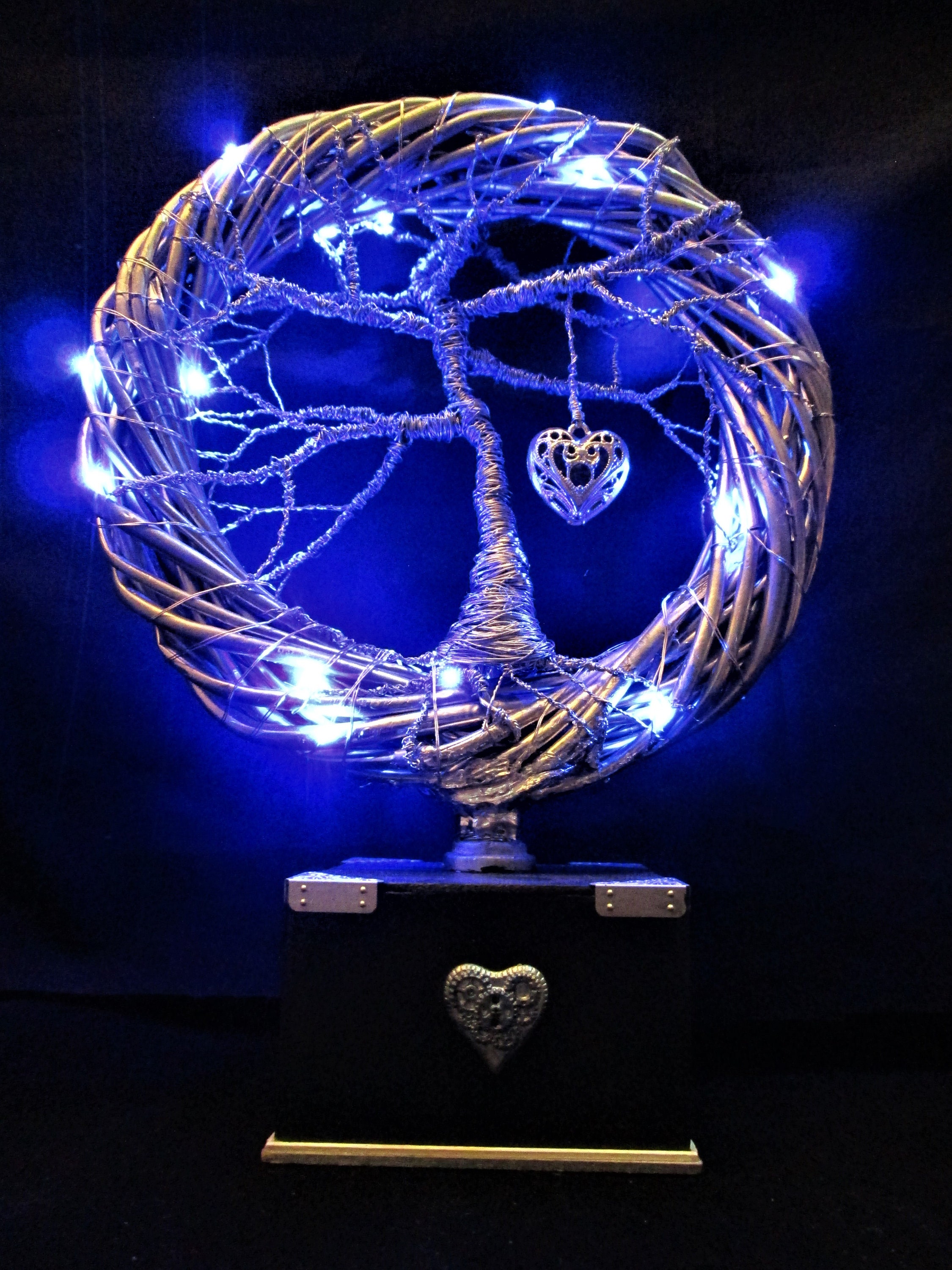 Wire tree and light sculpture