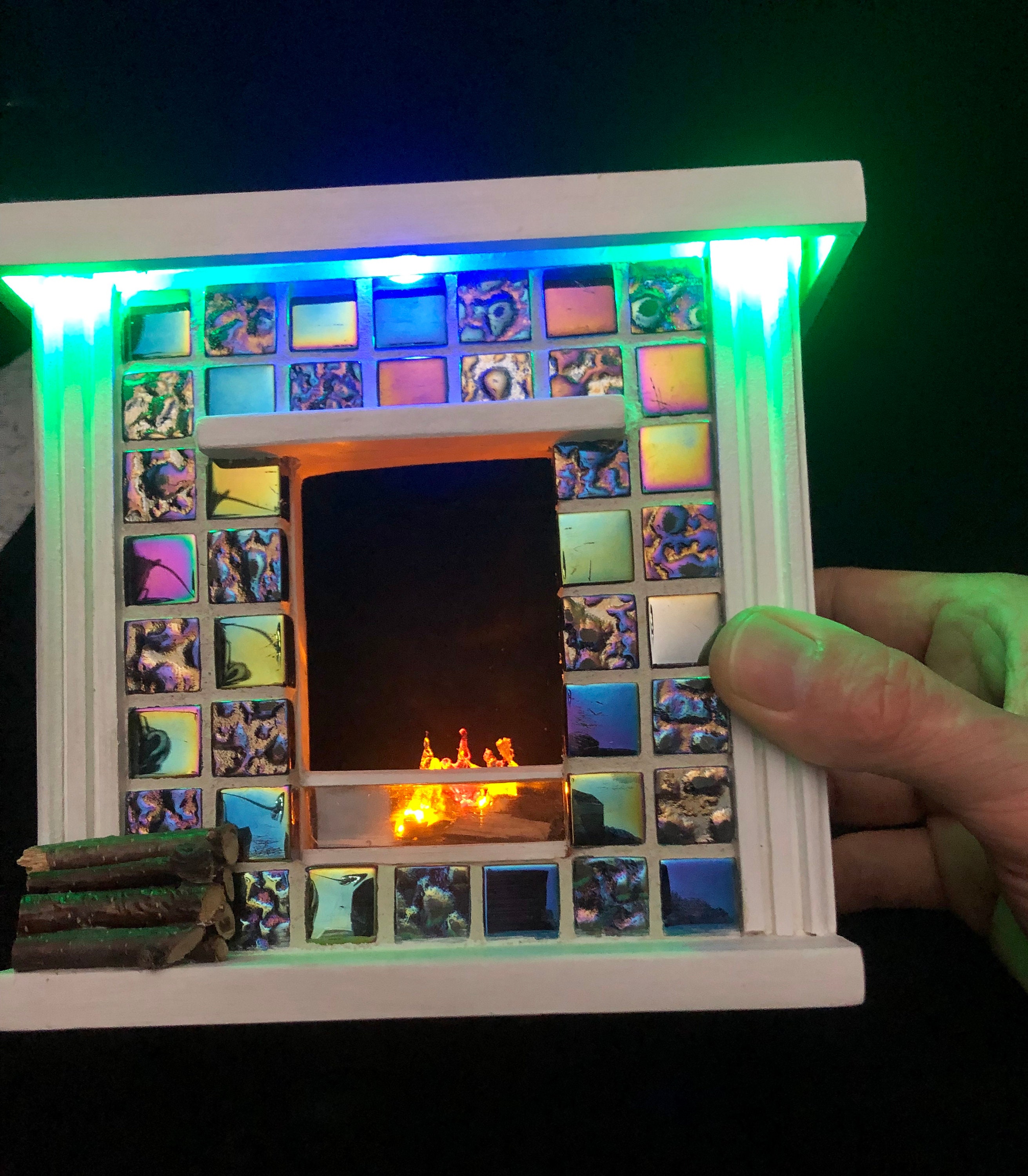 1:6 scale dollhouse fireplace, miniature fireplace, tiled fireplace ...