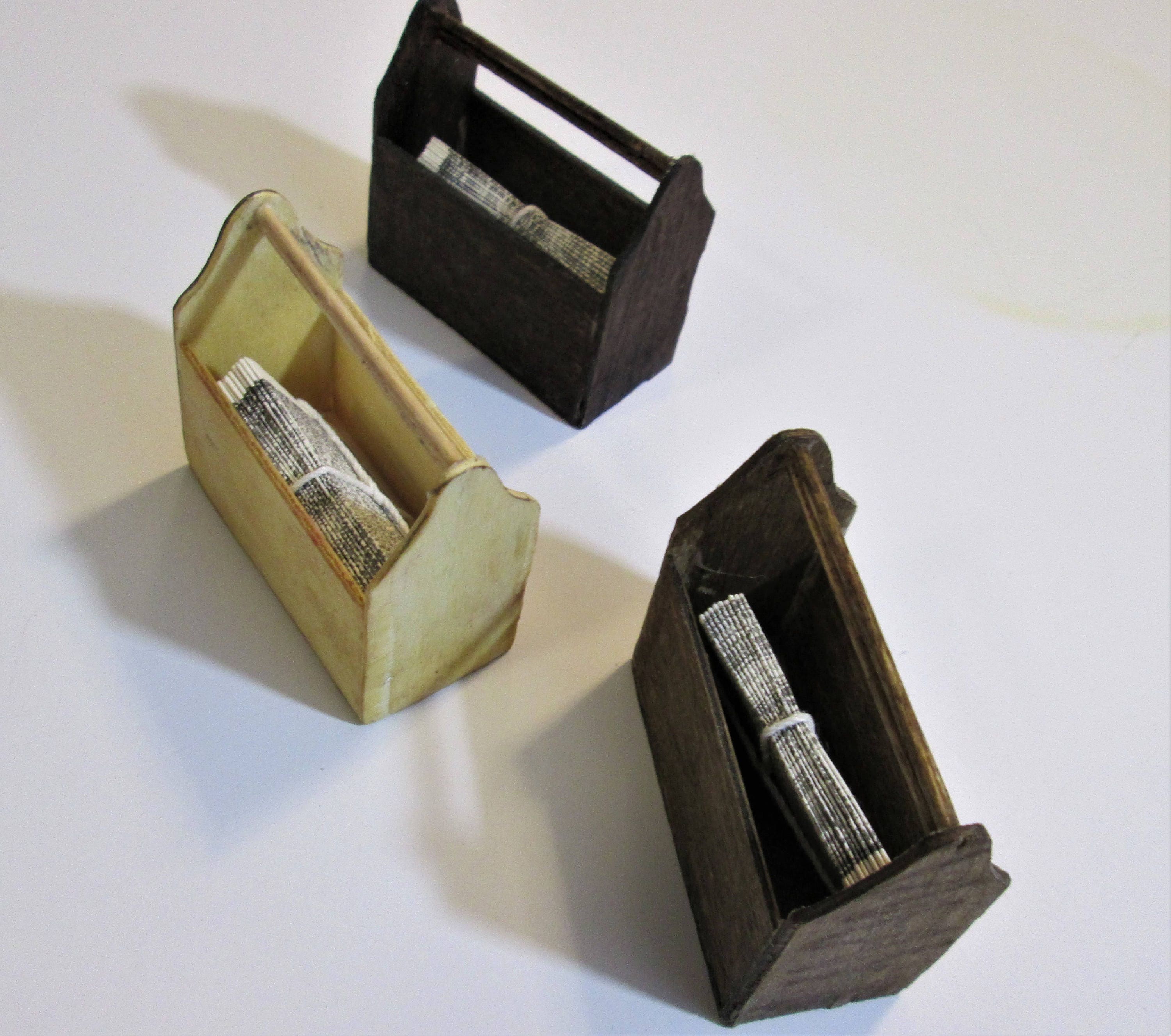 1:12 miniature newspaper and or magazine box. Miniature stained boxes