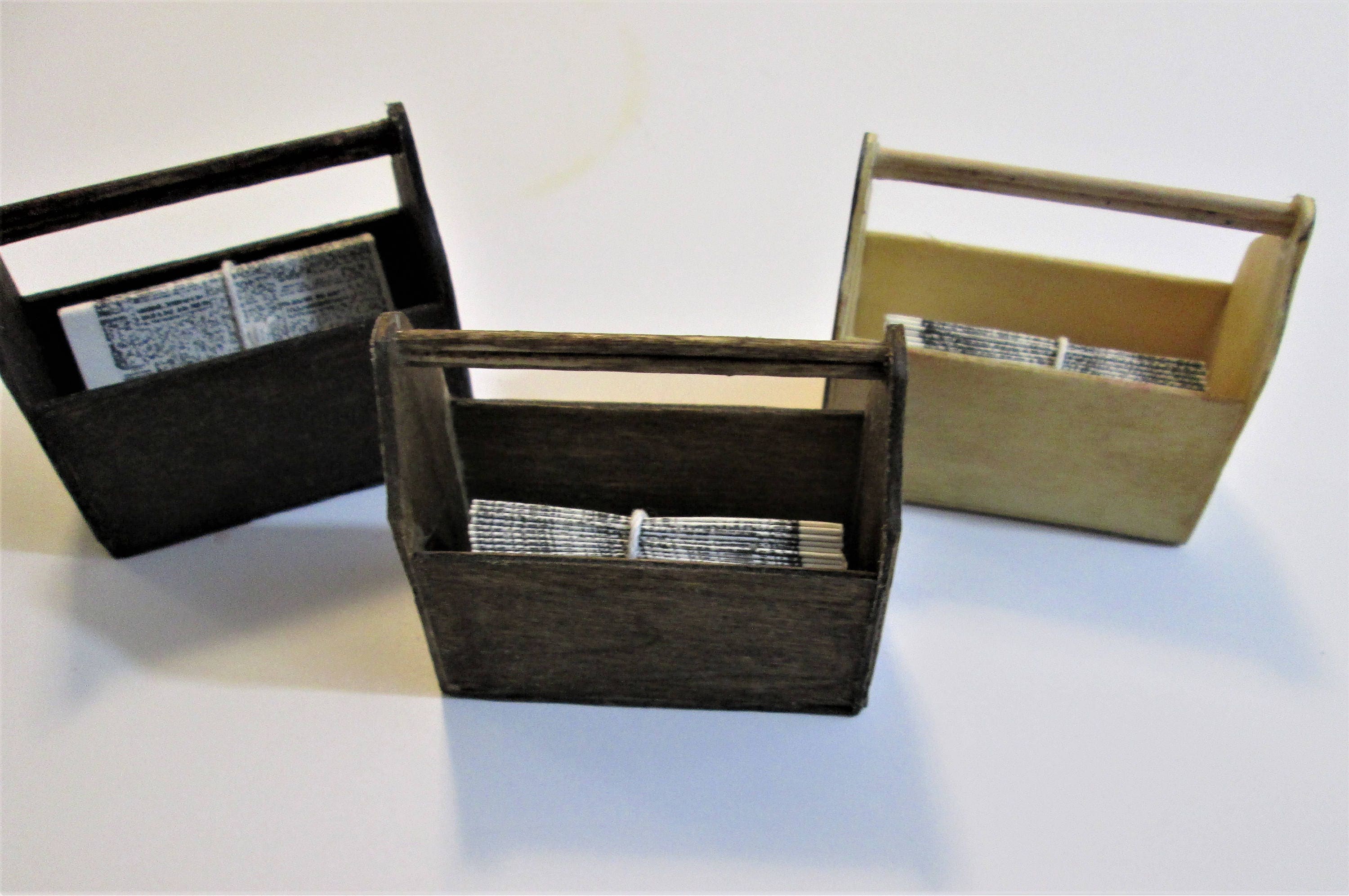 1:12 miniature newspaper and or magazine box. Miniature stained boxes