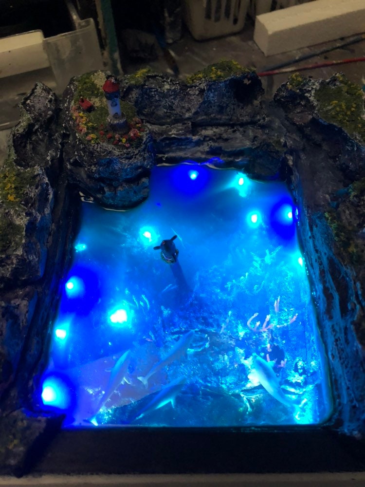 Miniature Sculpture with working lights, Diorama, Light house, Maine ...