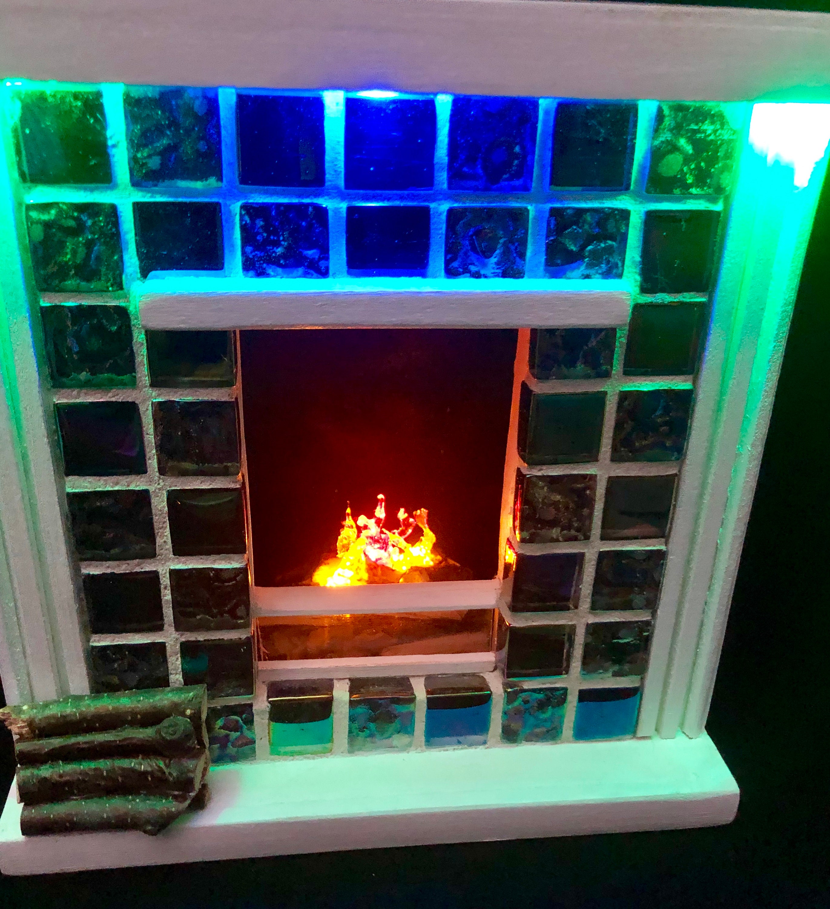 1:6 scale dollhouse fireplace, miniature fireplace, tiled fireplace ...