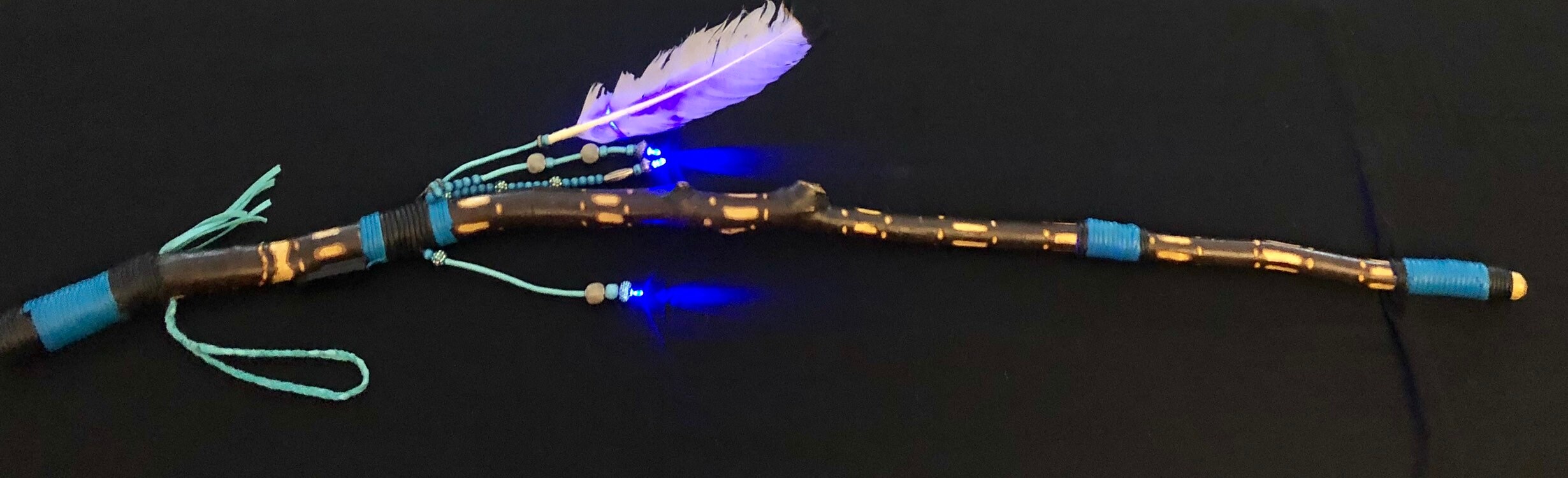 Walking stick with LED lighting, Native American decortive walking stick