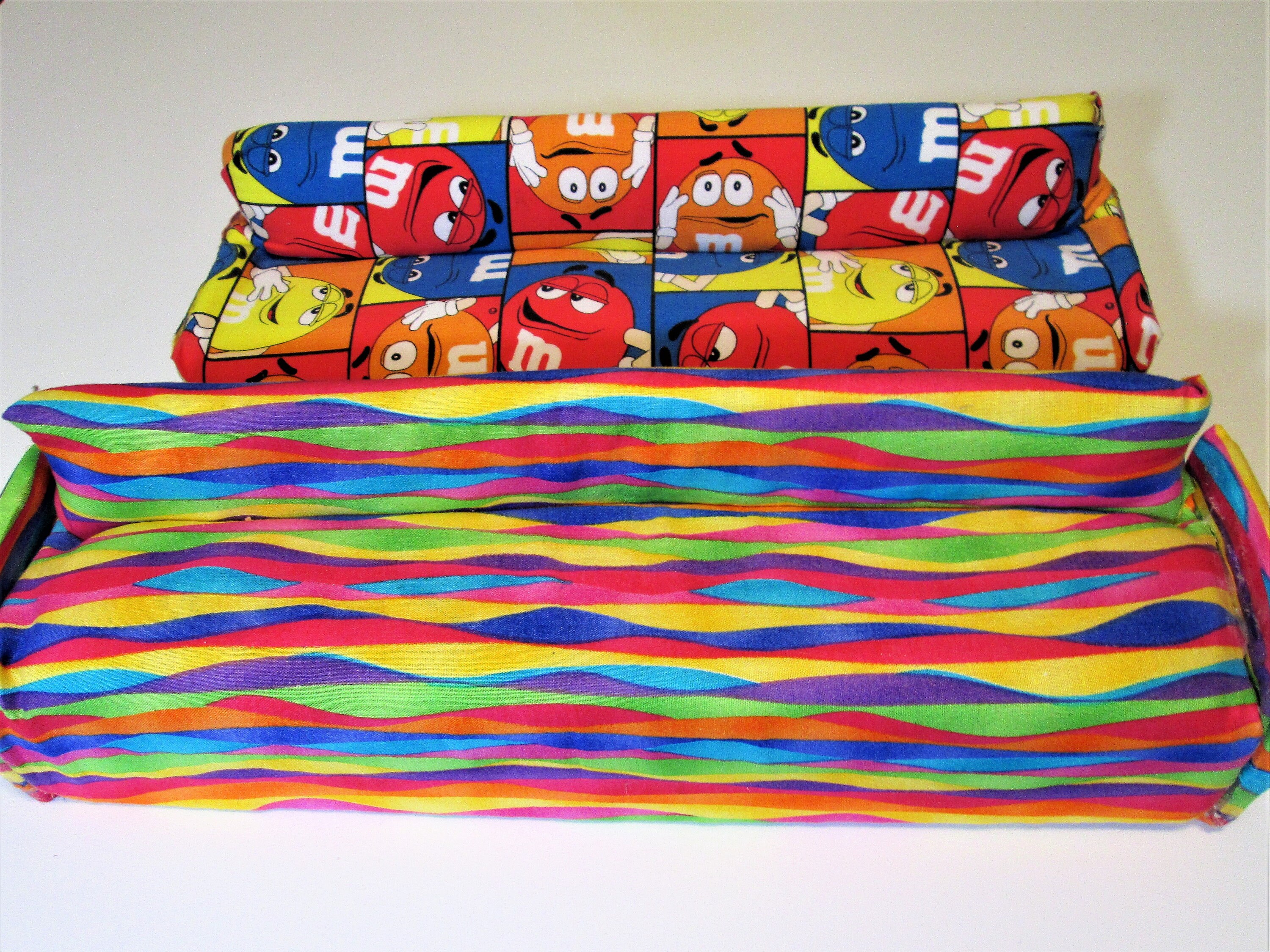 1:6 Dollhouse couches, miniature couches, M&M couch, multi color couch