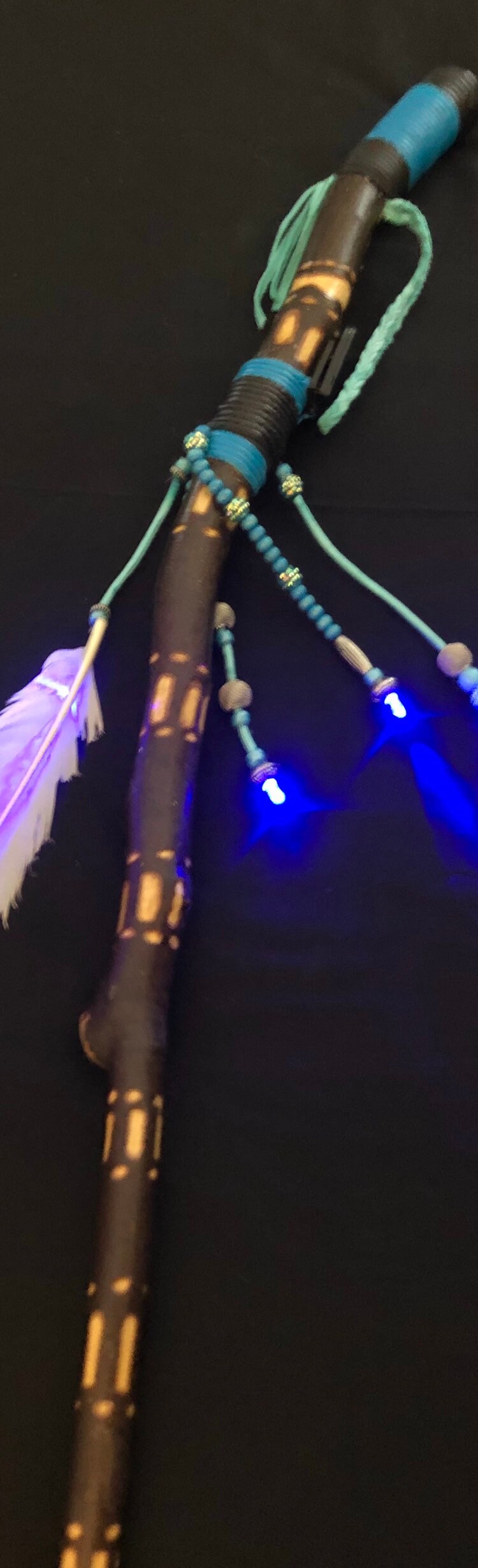 Walking stick with LED lighting, Native American decortive walking stick