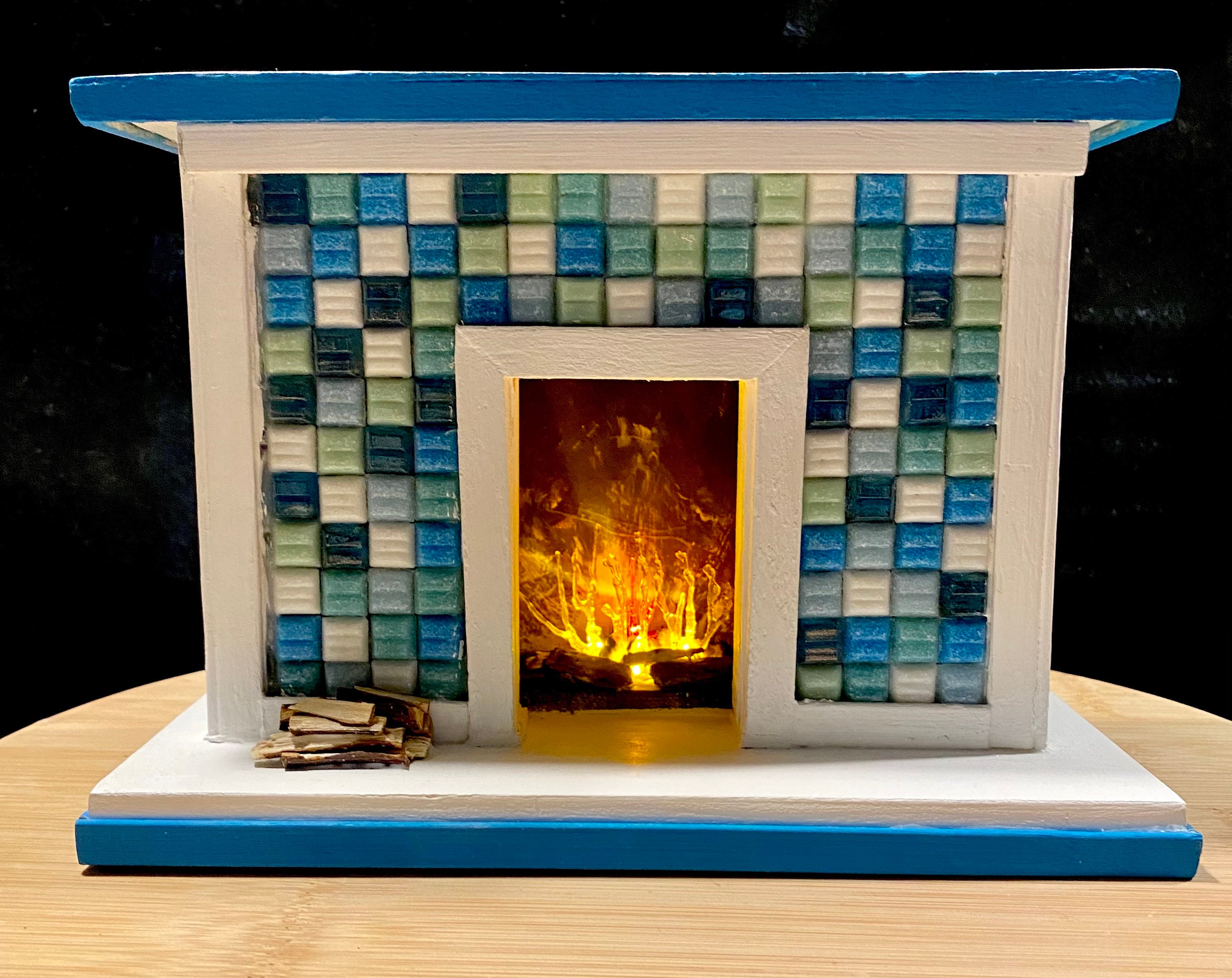 Over sized Dollhouse fireplace, miniature fireplace, tiled fireplace ...
