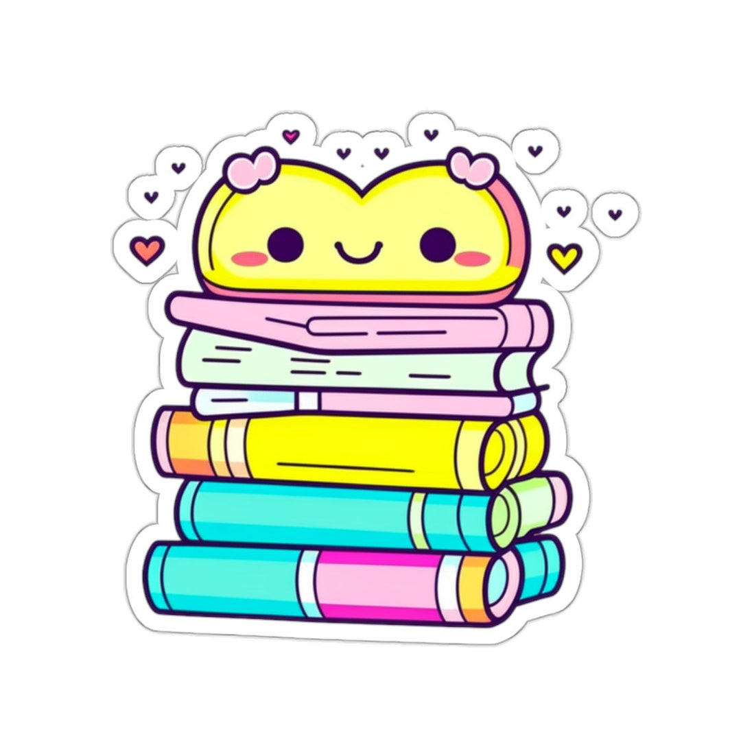 Colorful Heart Book Stack Kiss-cut Sticker - Etsy