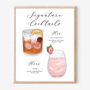 Wedding Signature Drinks Sign Template: Minimalist Bar Menu (digital ...