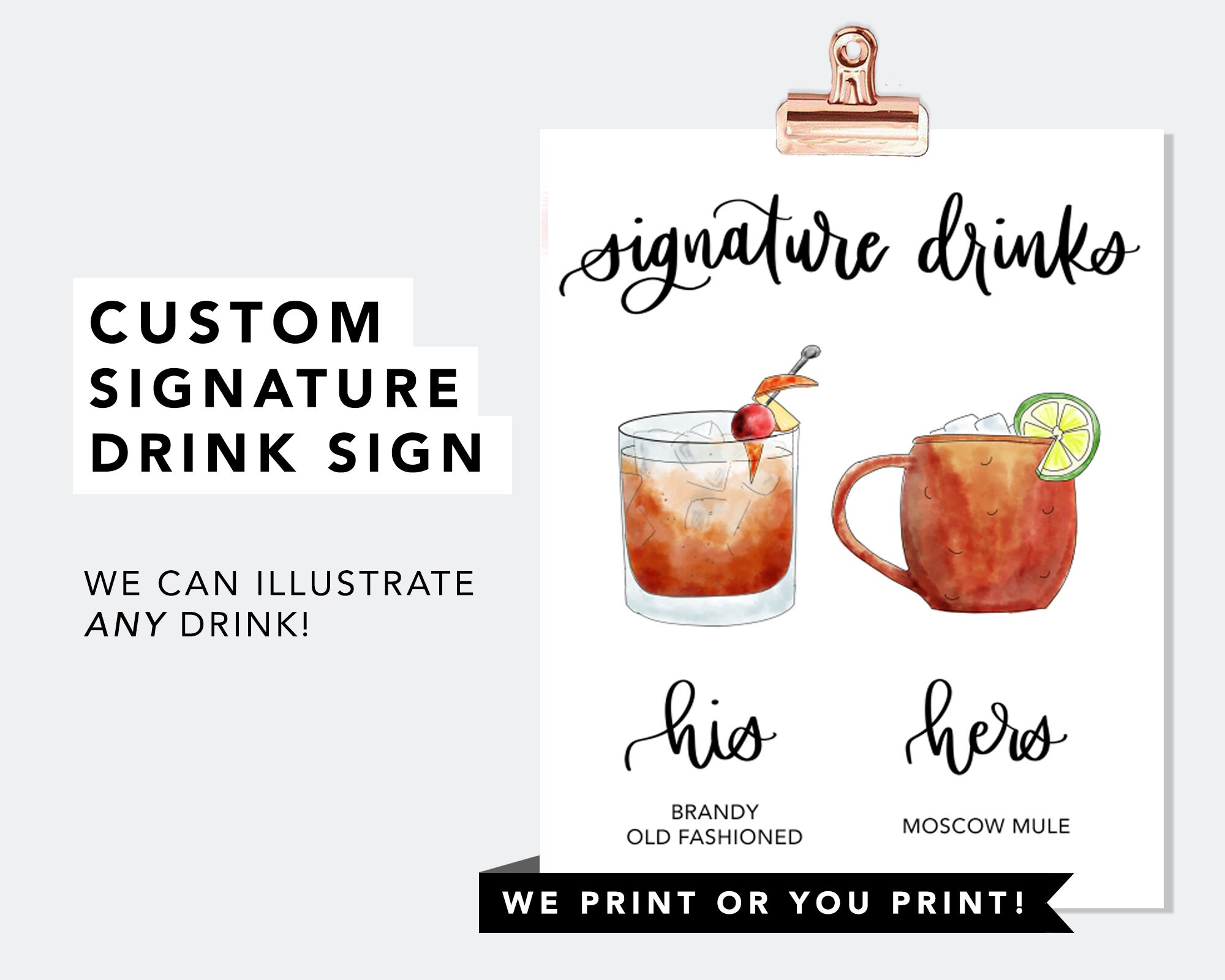 Wall Décor Home Décor Personalized Signature Drinks sign etna.com.pe