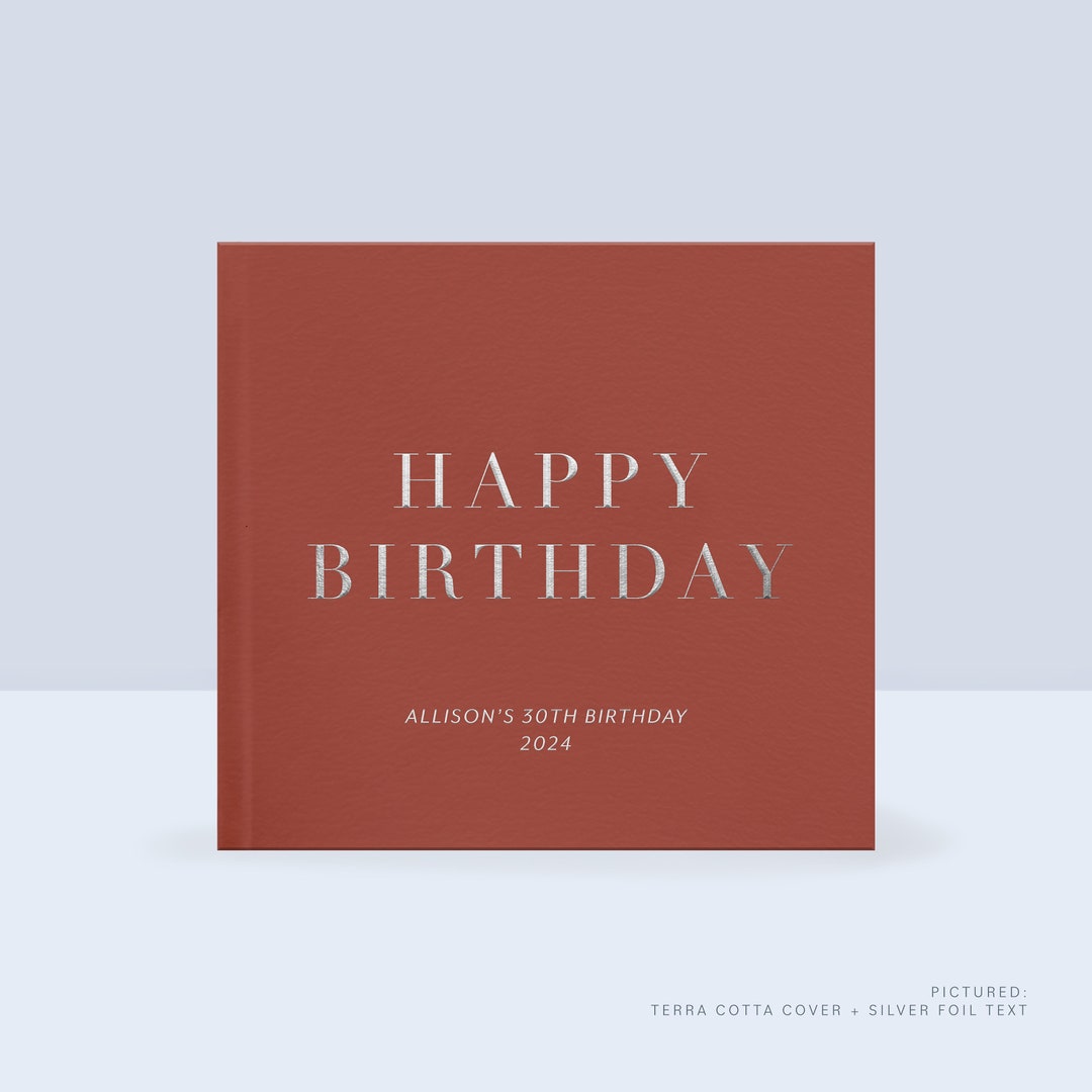 Happy Birthday Guest Book | Minimalist Bday Book | Real Gold Foil ...