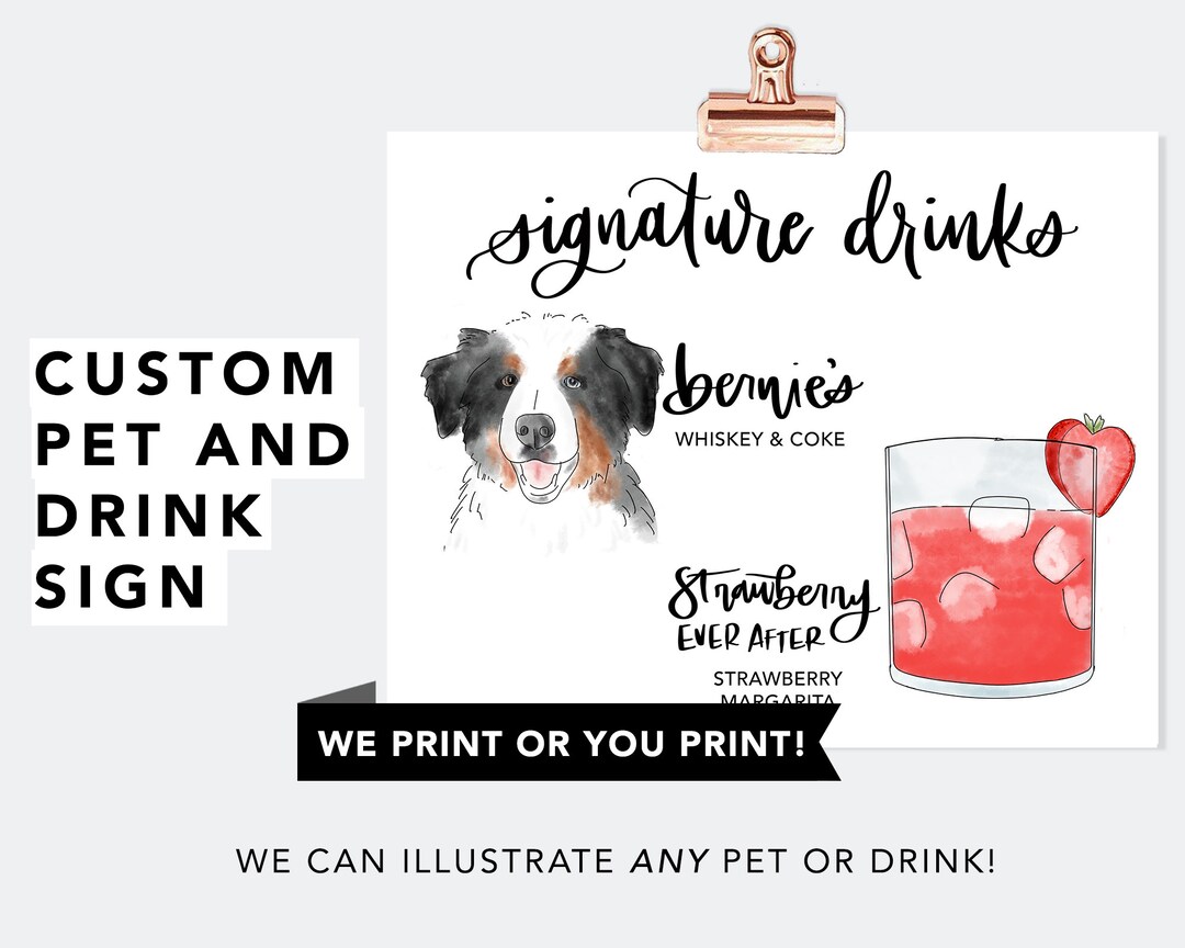 Custom Pet Signature Drinks Wedding Sign for Bar Signature Drink Sign ...
